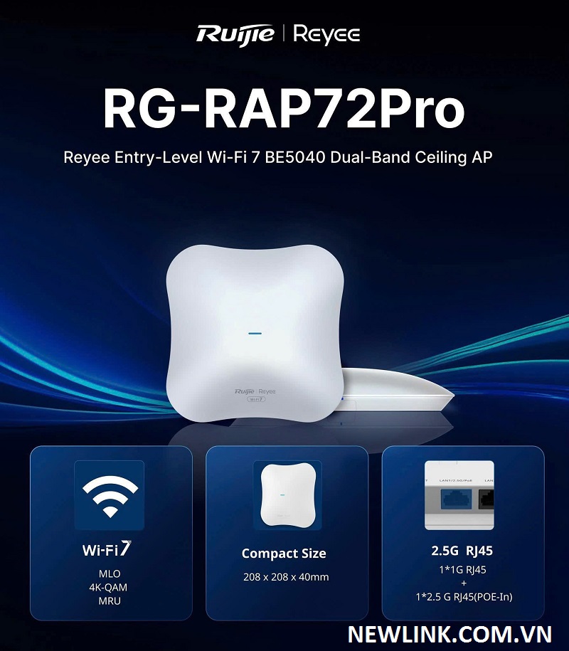 Tổng kho cung cấp Bộ Phát WiFi 7 Ruijie Reyee RG-RAP72Pro – Chịu Tải ...